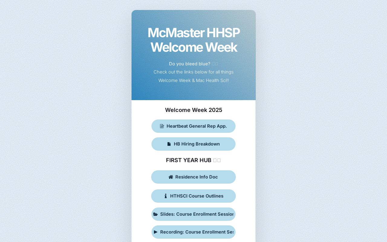 McMaster BHSc Welcome Week
